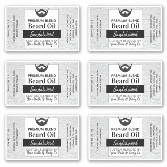 Rustic Crackled Wood Beard Oil (With Ingredients) Sticker | Zazzle.com