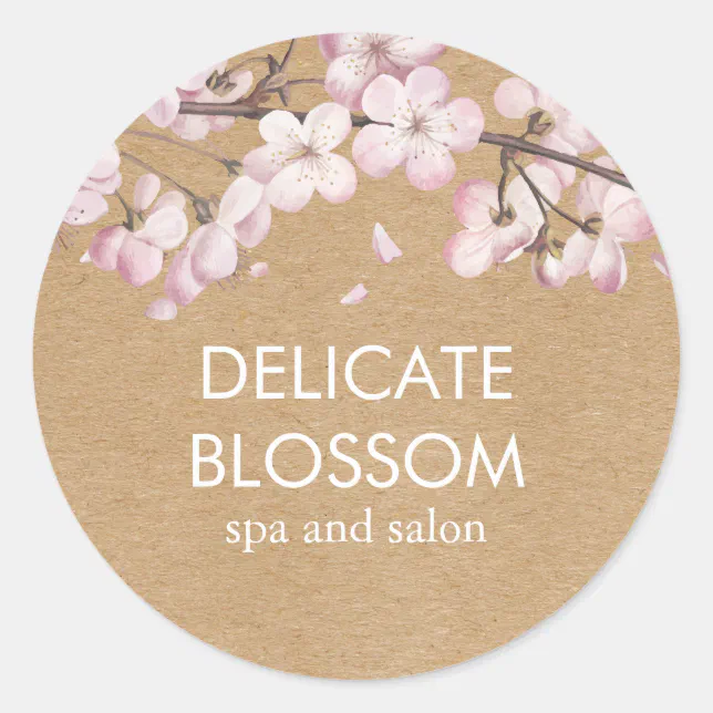 Rustic Craft Pretty Blossom Pink Classic Round Sticker | Zazzle