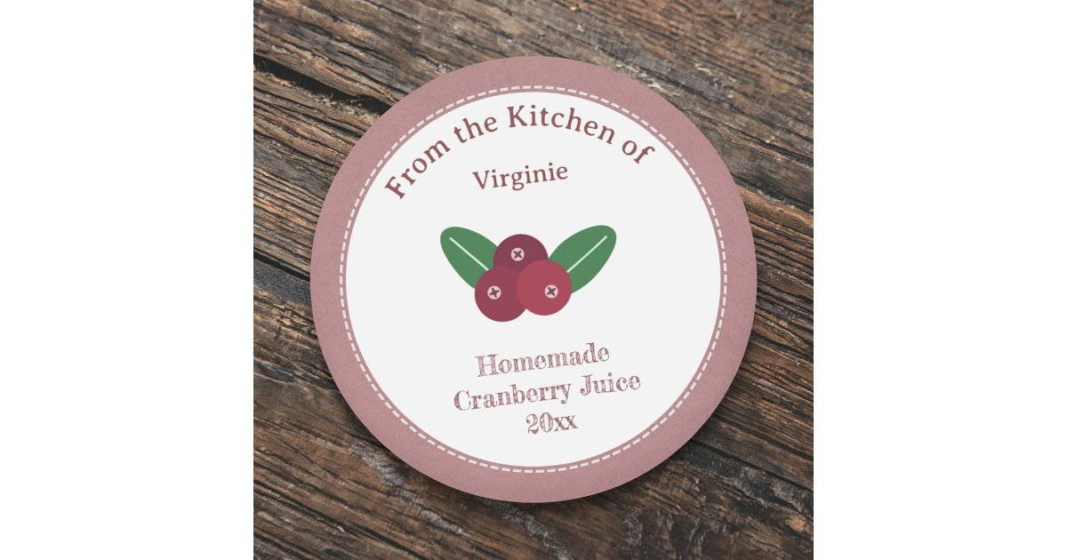 Rustic Cranberry Juice Label Sticker | Zazzle