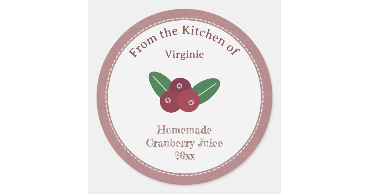 Rustic Cranberry Juice Label Sticker | Zazzle