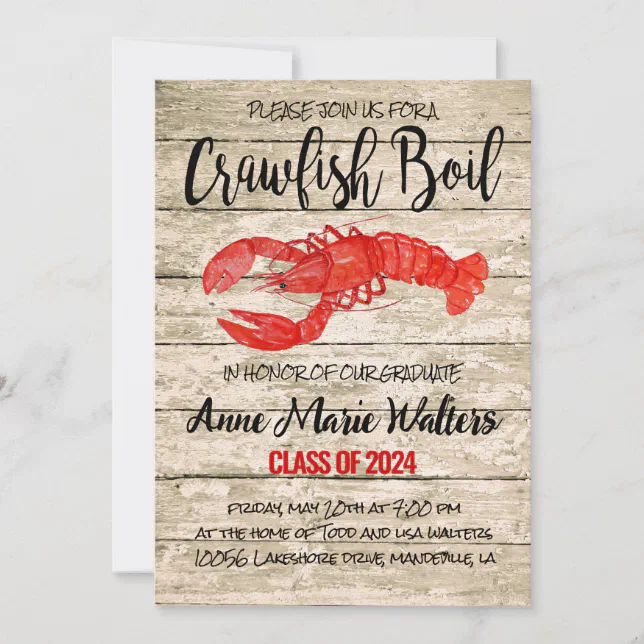 Rustic Crawfish Boil Graduation Invitation | Zazzle