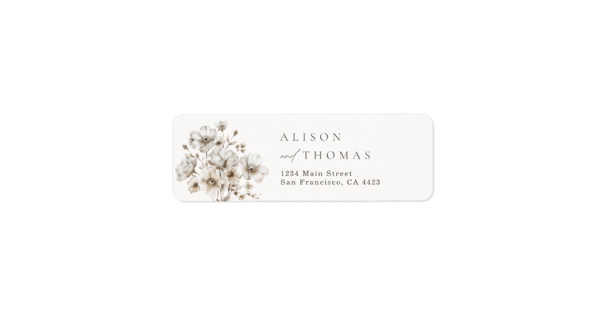 Rustic Cream Floral Wedding Return Address Label | Zazzle
