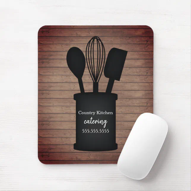Rustic Crock Wood Caterer Restaurant Food Mouse Pad | Zazzle