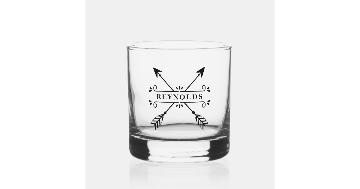 Rustic Crossed Arrows w/Name ID615 Whiskey Glass | Zazzle
