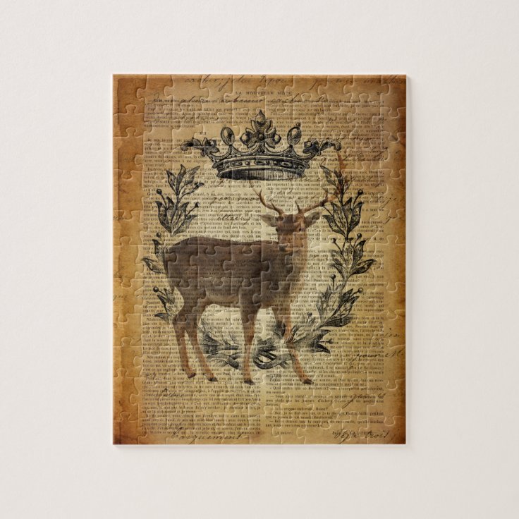 Rustic crown outdoorsman whitetail buck Deer Jigsaw Puzzle | Zazzle