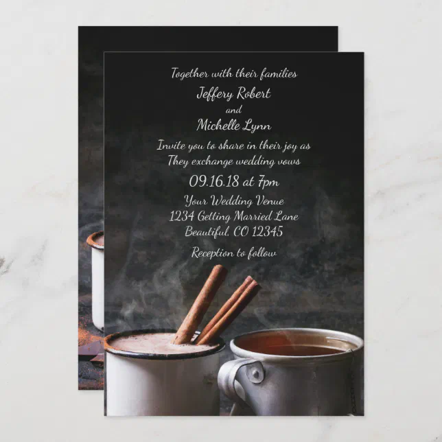 Rustic Cup of Tea and Hot Chocolate Wedding Invite | Zazzle