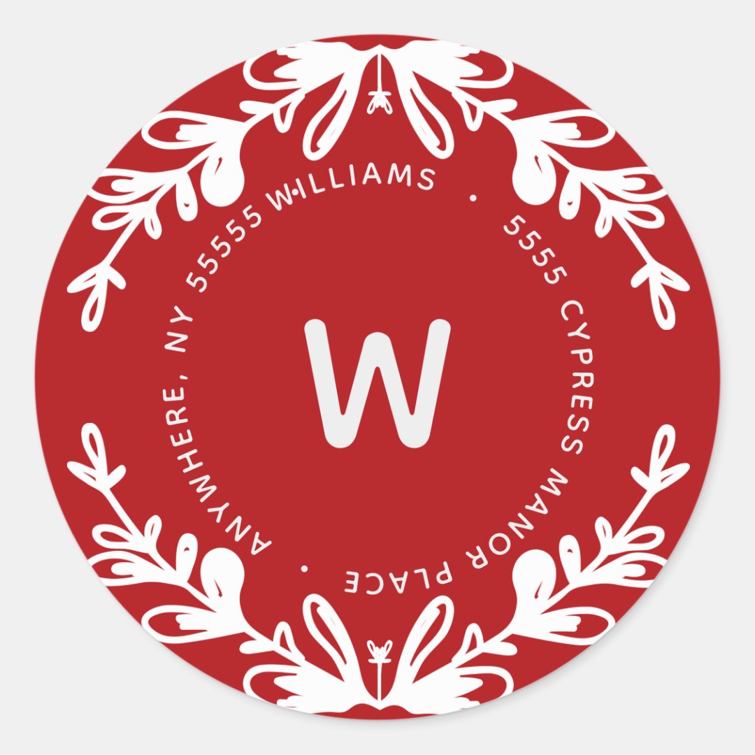 Rustic Custom Holiday Round Return Address Label | Zazzle