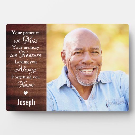 Rustic Custom Photo Remembrance Keepsake Memorial Plaque | Zazzle