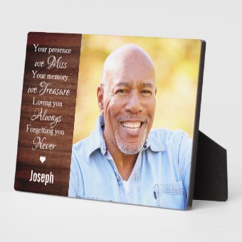 Rustic Custom Photo Remembrance Keepsake Memorial Plaque | Zazzle