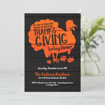 Rustic Custom Turkey Thanksgiving Dinner Invitation | Zazzle