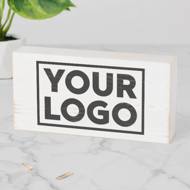 Rustic Custom Wide Business Logo Promotional Wooden Box Sign | Zazzle