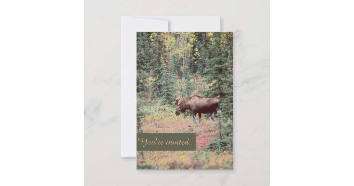 Rustic customizable moose wedding invitations | Zazzle