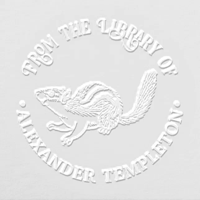 Rustic Cute Chipmunk Library Book Name Embosser | Zazzle