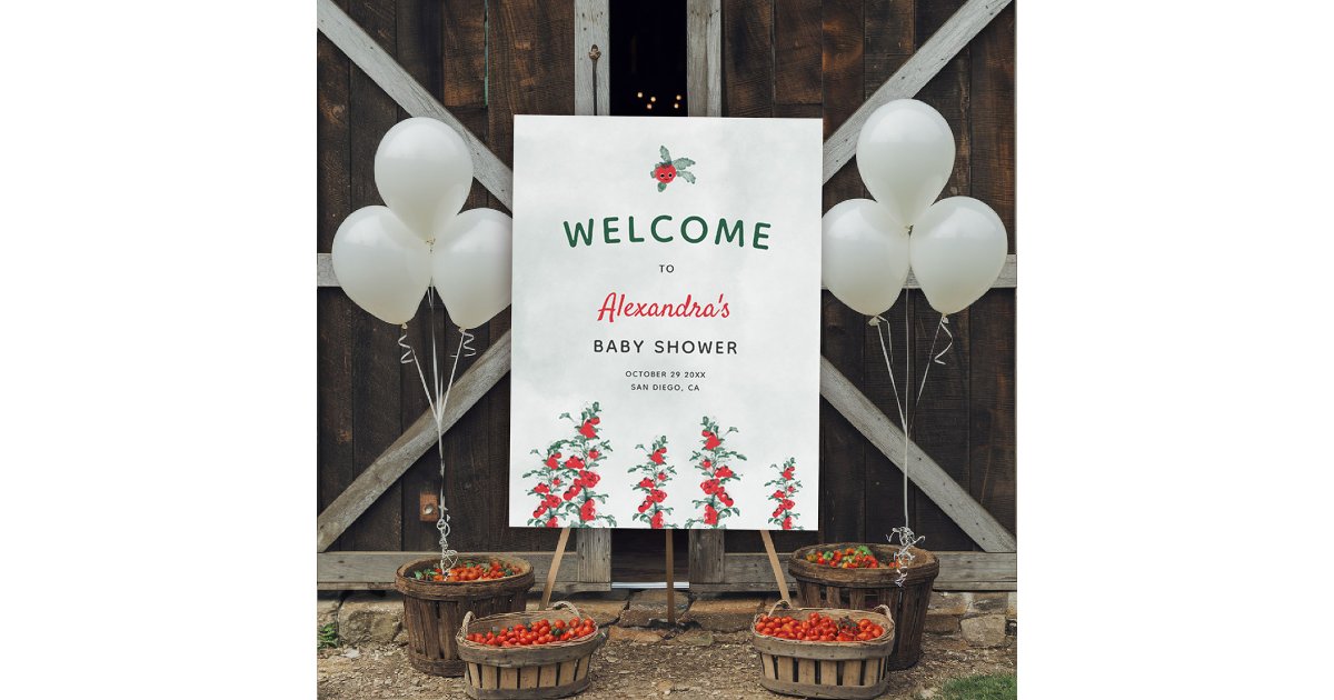 Rustic Cute Little Tomato Welcome Sign Baby Shower | Zazzle