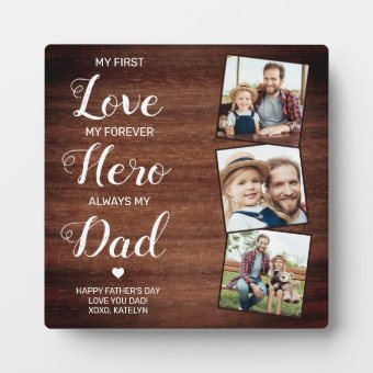 Rustic Dad Poem Personalized 3 Photo Fathers Day Plaque | Zazzle
