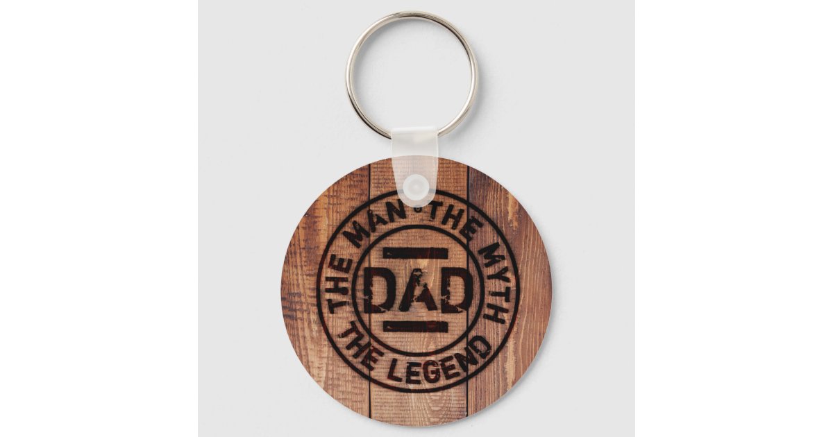 Rustic Dad The Man Myth Legend Wood Pyrography Keychain | Zazzle
