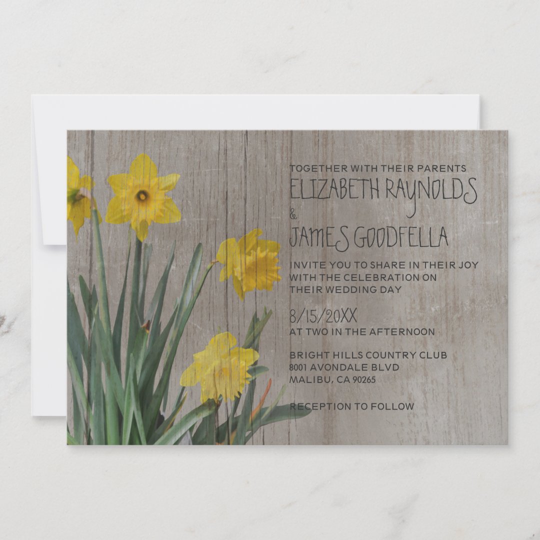 Rustic Daffodil Wedding Invitations | Zazzle