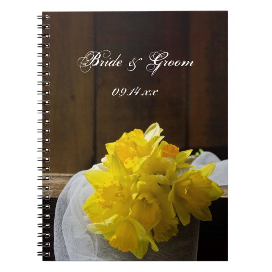Rustic Daffodils and Barn Wood Country Wedding Notebook | Zazzle.com