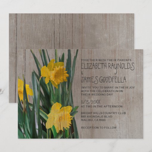 Rustic Daffodils Wedding Invitations | Zazzle