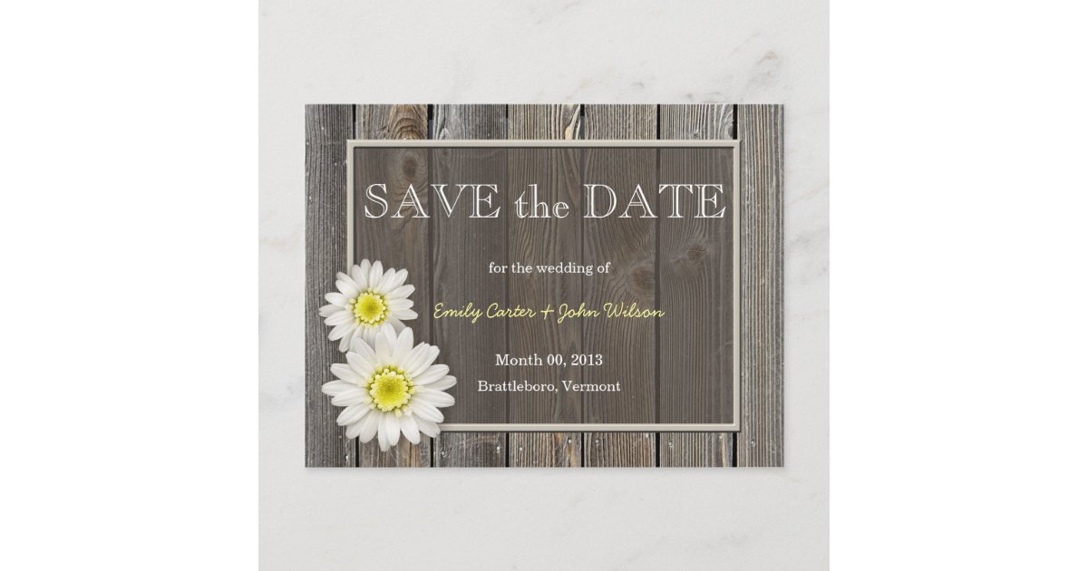 Rustic Daisies Save the Date Postcard | Zazzle.com
