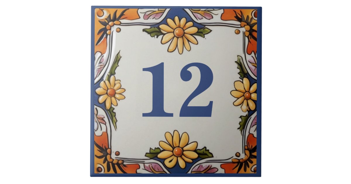Rustic Daisy Flower Custom House Number Sign Plate Ceramic Tile | Zazzle