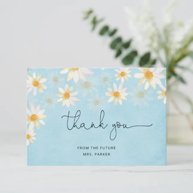 Rustic Daisy Flower Thank You Note Card | Zazzle