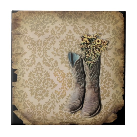 rustic damask western country cowboy ceramic tile | Zazzle.com