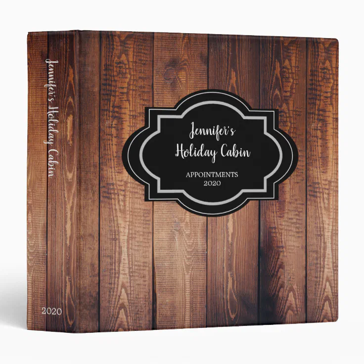 Rustic dark barn wood appointment book 3 ring binder | Zazzle