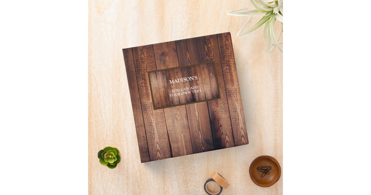 Rustic dark barn wood personalized 3 ring binder | Zazzle