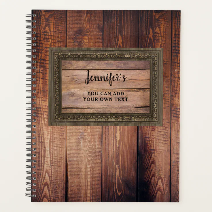 Rustic dark barn wood trendy personalized planner | Zazzle