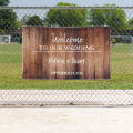 Rustic dark barn wood Welcome wedding Banner | Zazzle