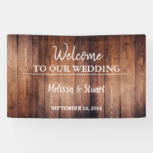Rustic dark barn wood Welcome wedding Banner | Zazzle