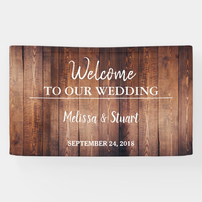 Rustic dark barn wood Welcome wedding Banner | Zazzle.com