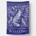 Rustic Dark Blue Fox Family Woodland Welcome House Flag | Zazzle