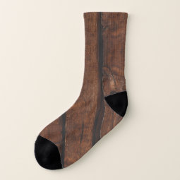 Rustic dark brown old wood socks | Zazzle