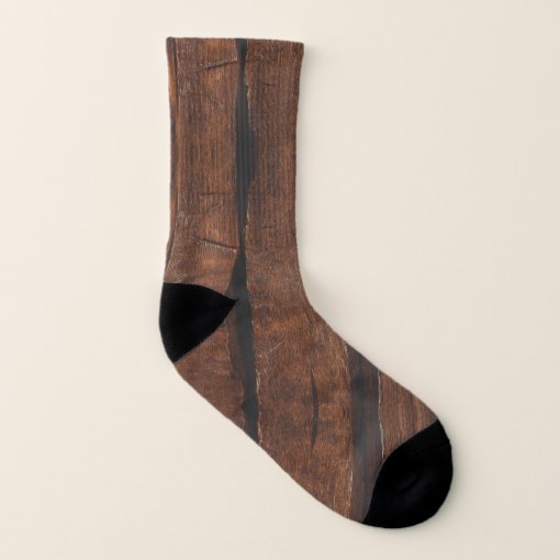 Rustic dark brown old wood socks | Zazzle