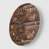 Rustic Dark Brown Reclaimed Wood Farmhouse Large Clock | Zazzle