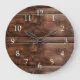 Rustic Dark Brown Reclaimed Wood Farmhouse Large Clock | Zazzle