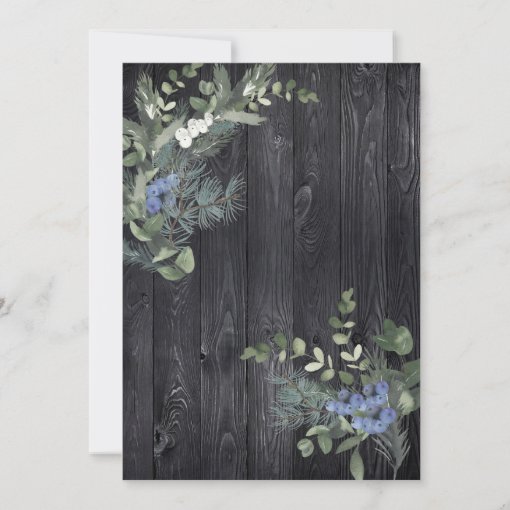 Rustic Dark Wood Floral & Pine Forest Wedding Invitation | Zazzle