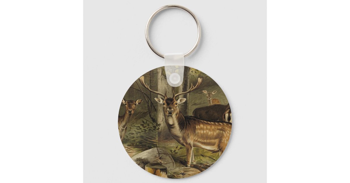 Rustic Deer Antlers Hunting Keychain | Zazzle