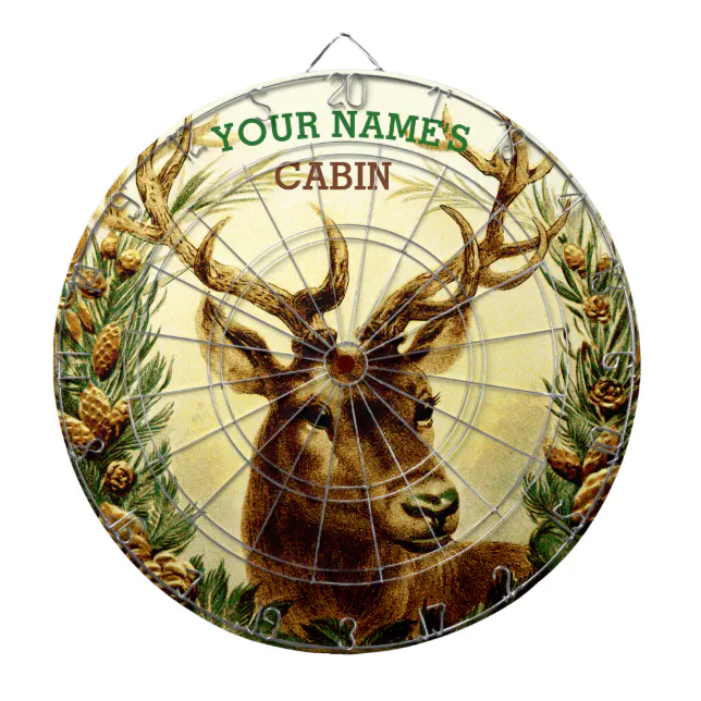 Rustic Deer Cabin Personalized Dart Board | Zazzle