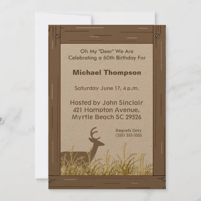 Rustic Deer Hunter Nature Birthday Invitation | Zazzle
