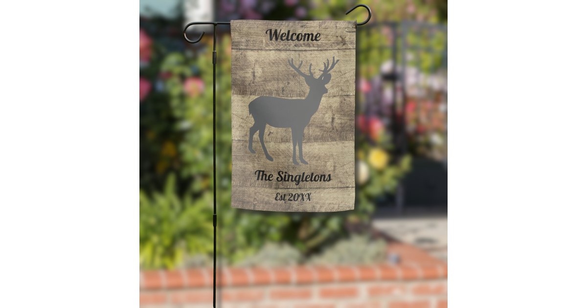 Rustic Deer Silhouette Garden Flag | Zazzle