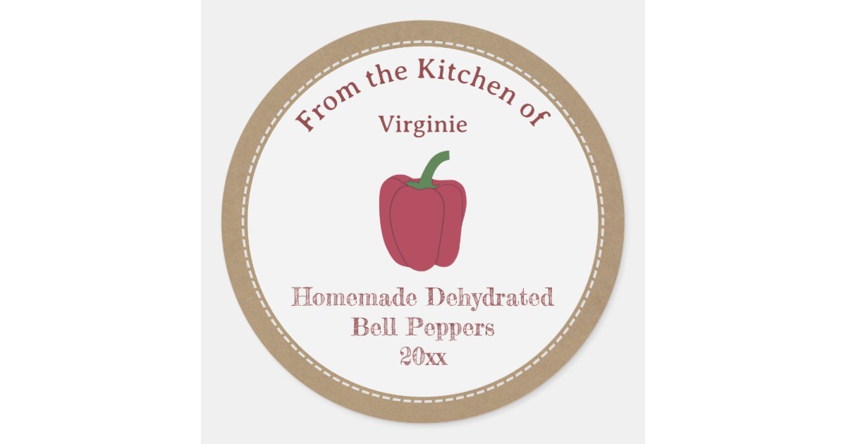 Rustic Dehydrated Bell Peppers Label Sticker | Zazzle