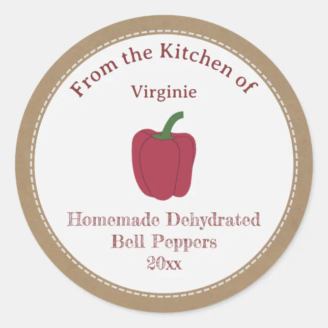Rustic Dehydrated Bell Peppers Label Sticker | Zazzle