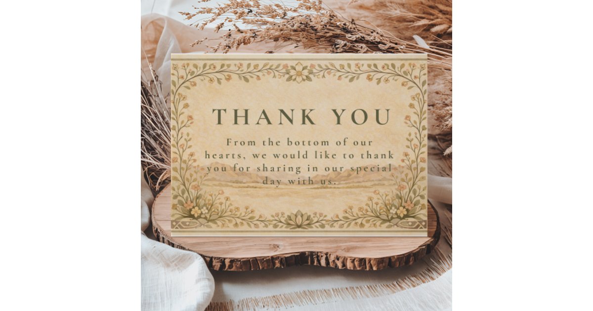 Rustic Desert Botanical Celebration Thank You Card | Zazzle