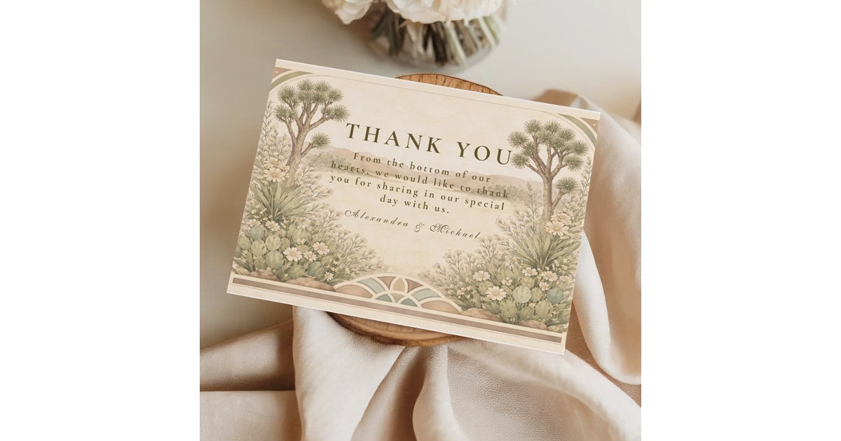 Rustic Desert Meadow Wedding Thank You Card | Zazzle