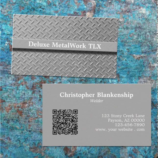 Rustic Diamond Plate Tradesman QR Code Template Business Card | Zazzle