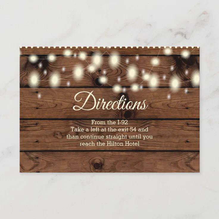 Rustic Directions Insert, Wedding Direction Insert | Zazzle