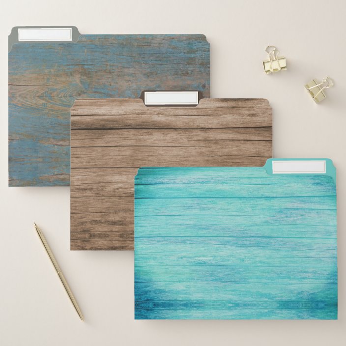 Rustic Distressed Blue Wood Grain File Folder | Zazzle.com